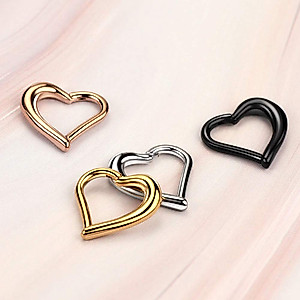 FANSING 16 Gauge Black Daith Earrings Left Ear Right Ear 8mm Daith Piercing Jewelry Surgical Steel 16g Heart Shaped Hinged Ring Hoop 316L Stainless Steel
