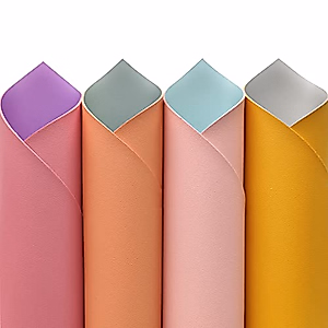 4 Pcs Bright Color Double Sided Faux Leather Sheets Two-Color Thick Synthetic PU Leather for Wristlets Keychains Making DIY Projects 8"x12" (21cmx30cm)
