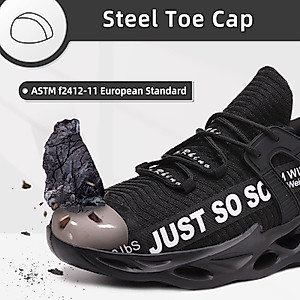 Furuian Steel Toe Shoes for Men Lightweight Women Safety Shoes Comfortable Steel Toe Sneakers, Black