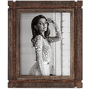 AKRILANE 8.5x11 Picture Frame Wood Rustic, Decorative, Distressed & Vintage Looking Photo Frames Wall Decor for Wall Mount & Table Top Display for Home Decor – 8.5 x 11 Wedding Picture Frames – Style A