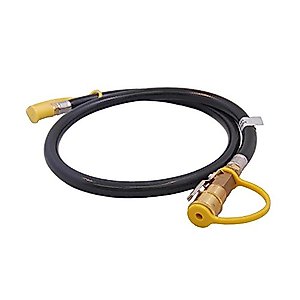 KIBOW 39 Inch Low Pressure Propane Quick-Connect Hose- 1/4” Safety Shutoff Valve & Male Full Flow Plug for RVs