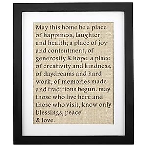 Framed House Warming Burlap Print 11" W X 13" H, New Home Gifts for Friend, New House Gift for Homeowner Neighbors, Christmas Gifts, First Home Decorations, Housewarming Present for New House, Housewarming Gifts (Housewarming)