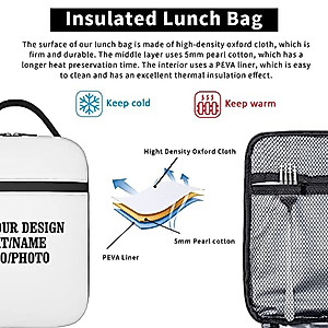 Wondfamiker Custom-Lunch Bag-Box Personalized Your Name Text or Picture Insulated Cooler Reusable Picnic Office Bag Tote For Women Men,Portable Thermal Meal Bag Gift (color3)