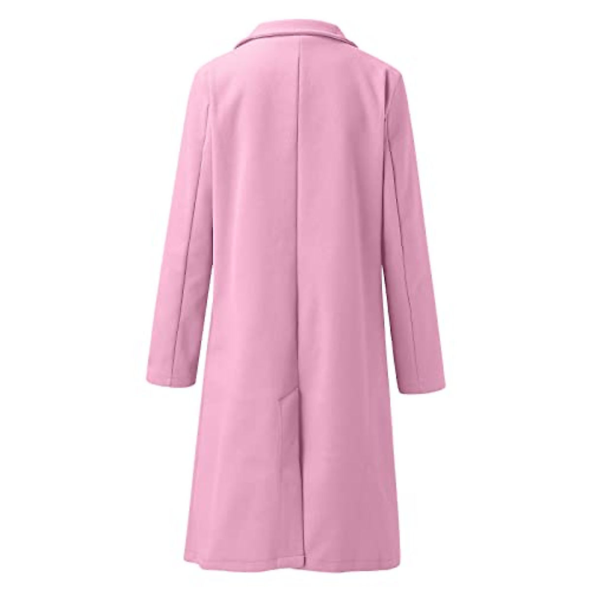 Hemlock Women Slim Overcoat Long Double Breasted Wool Coats Lapel Plus Size Cardigans Trench Jacket Outwear Pink