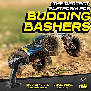 LAEGENDARY 1:10 Scale 4x4 Off-Road RC Truck - Hobby Grade Brushed Motor RC Car with 2 Batteries, Waterproof Fast Remote Control Car for Adults