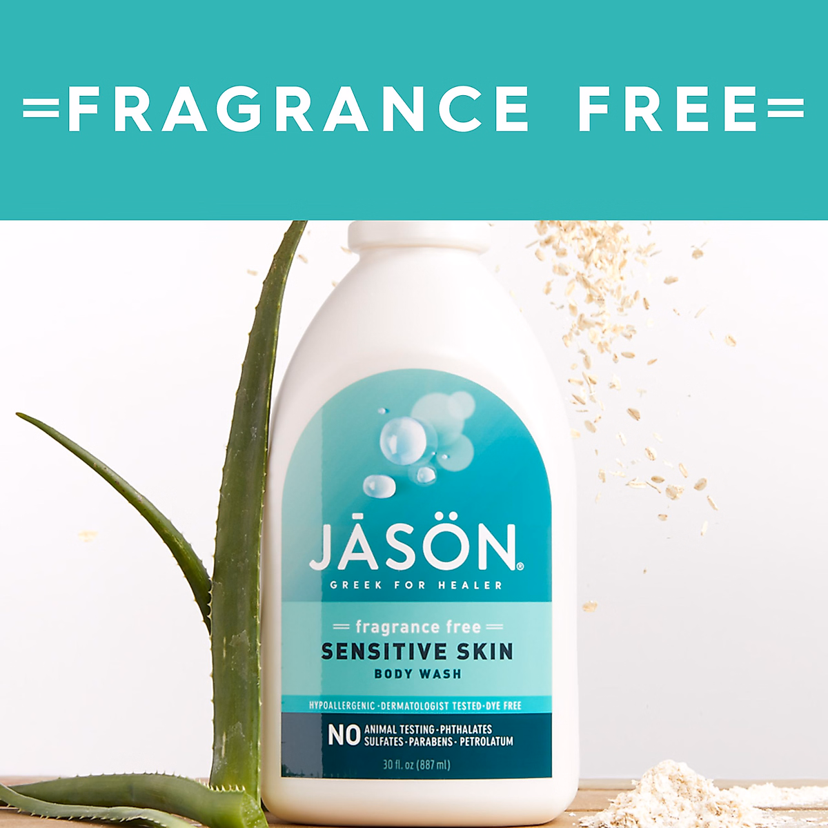 JASON Sensitive Skin Fragrance Free Body Wash, For a Gentle Feeling Clean, 30 Fluid Ounces
