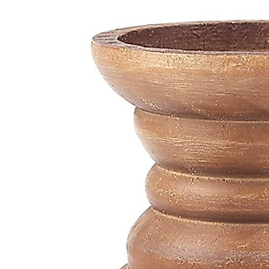 Stonebriar Small Decorative Natural Wood Pillar Candle Holder 4 inch