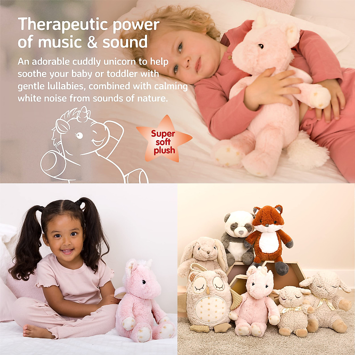Cloud b Sound Machine with White Noise Soothing Sounds | Cuddly Stuffed Animal | Adjustable Settings and Auto-Shutoff | Ella The Unicorn™