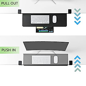 ETHU Keyboard Tray Under Desk, 26.77" X 11.81" Large Size Keyboard Tray with C Clamp-on Mount Easy to Install, Computer Keyboard Stand, Ergonomic Keyboard Tray for Home and Office (Black)