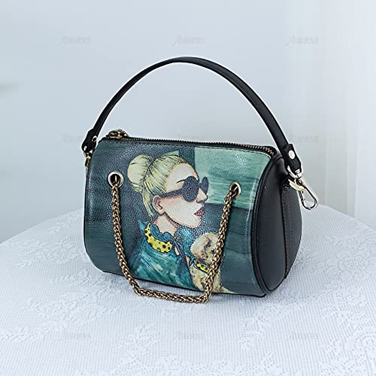 AUEAR, Replacement Handles Bag Purses Straps Black Handbag Strap for Handmade Bag Straw Bag (15.9 Inches, Style B, 2 Pack)