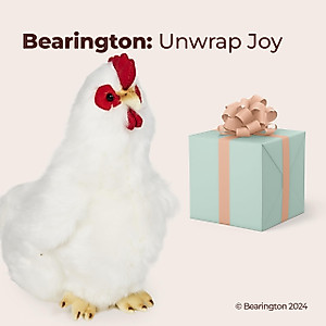 Bearington Henny Plush White Hen Stuffed Animal, 9 Inches