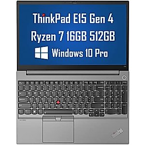 Lenovo ThinkPad E15 Gen 4 15.6" FHD Business Laptop (AMD Ryzen 7 5825U, 16GB RAM, 512GB PCIe SSD, 8-Core (Beat i7-1165G7)) IPS Anti-Glare, FHD Webcam, Type-C, HDMI, Wi-Fi 6, Win 10 / Win 11 Pro - 2023