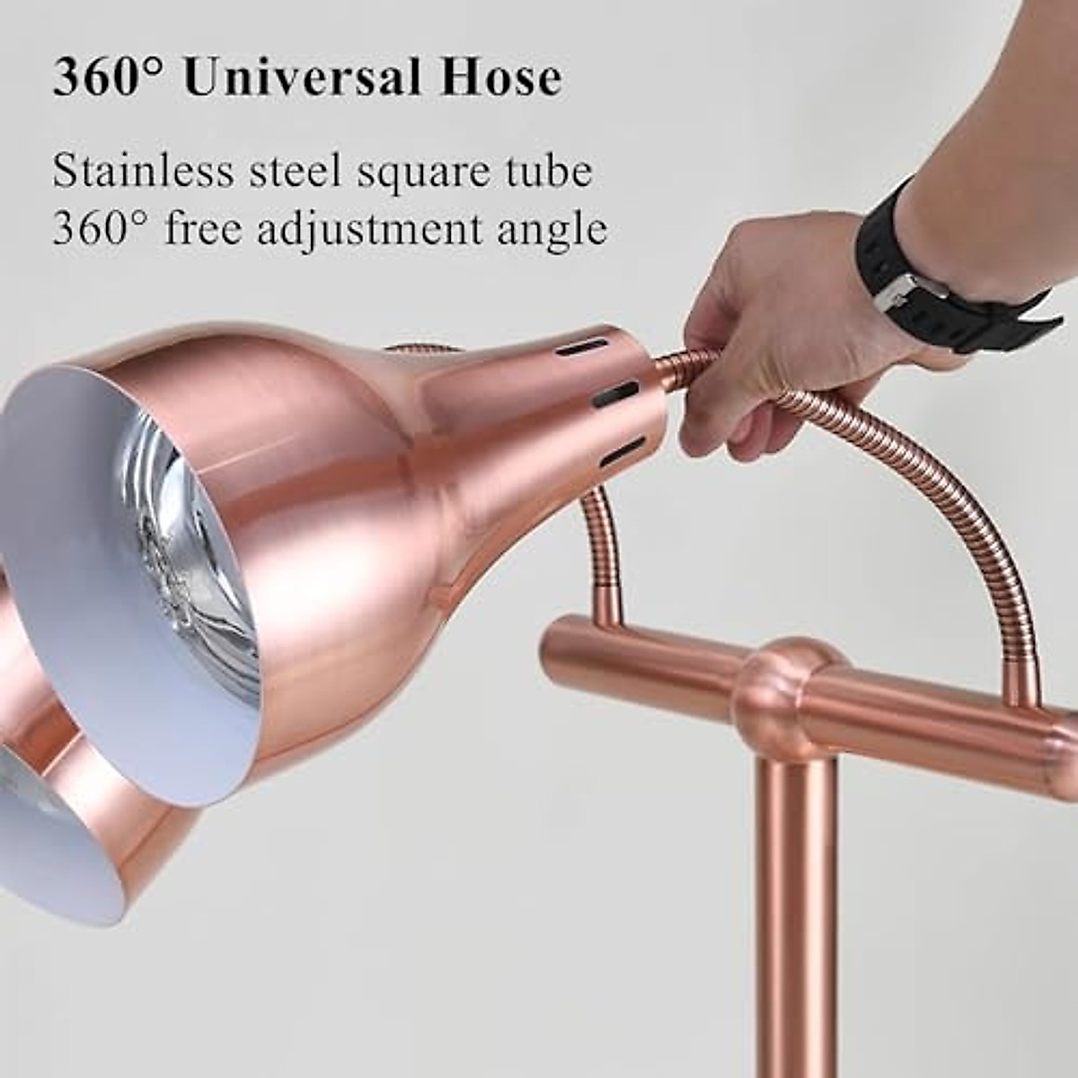 WTTTTW Food Heat Lamp, 2-Head Food Warm Lamp Portable Commercial Heat Lamp for Food, Stainless Steel Food Warmer Lamp for Kitchen Restaurant Cafeteria,Brown