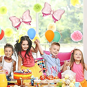 6 Pieces Bow Balloon Mouse Party Decoration Bowtie Pink Balloon Foil Pink Balloon Jumbo Bow Balloon for Wedding Bridal Shower Gender Reveal Balloon Party Gift Decoration(Large)