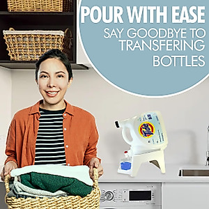 Skywin Laundry Detergent Holder Stand with Tray, Laundry Detergent Stand with Non-Slip Rubber Feet for Washing Area Organization, Easy Pour (White)