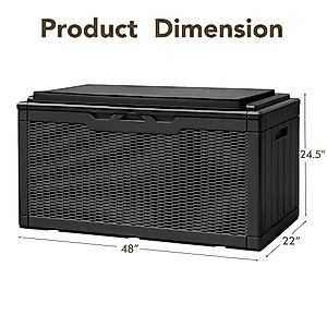 Devoko 100 Gallon Deck Box, Waterproof Outdoor Storage Box with Cushion (Black)