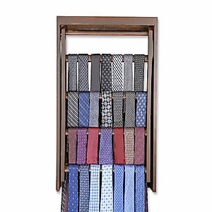 Charmont Tie Rack Wall Mounted Closet Organizer -Tie Racks for Men Closet Bedroom Wall - Wooden Necktie Holder - Holds up to 28 Ties - Valet Gifts for Men