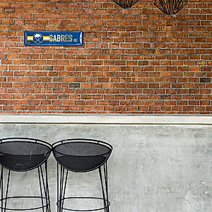 Rico Industries NHL Hockey Buffalo Sabres Metal Street Sign 4" x 15" Home Décor - Bedroom - Office - Man Cave,Silver