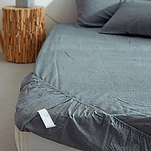 OBONG Comfortica Classics 100% Cotton Queen Fitted Sheet with Elastic All Around Bedcover Soft Silky Sateen Weave Fits Mattress Upto 8.7inches Bedding (Color : C, Size : X-Long Twin)