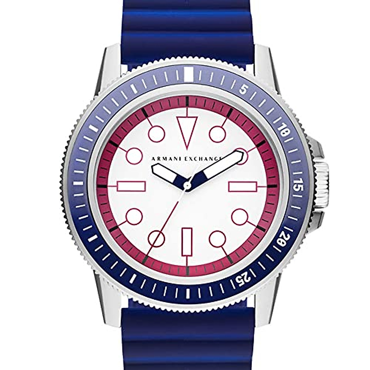 A|X ARMANI EXCHANGE Men's Stainless Steel Quartz Watch with Silicone Strap, Multicolor, 22 (Model: AX1859)