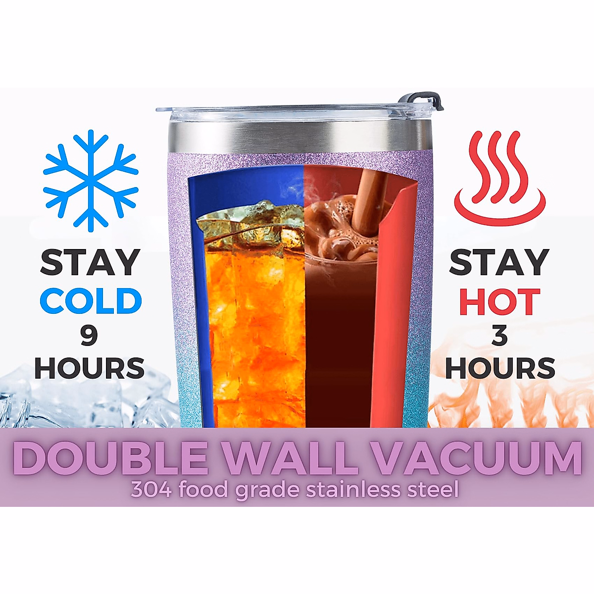 Onebttl Administrative Professional Day Gifts for Administrative Assistant, Secretary, 20 oz Stainless Steel Tumbler for Women - Thank You - Blue Purple Gradient Glitter