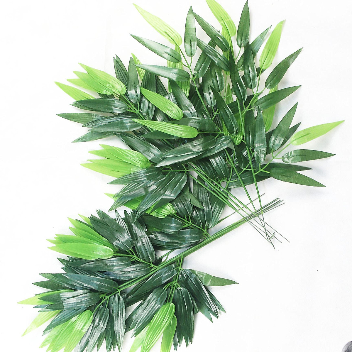 LUCKYTTTOO Artificial Plants Artificial Greenery Stems Fake Outdoor Plants Bamboo Leaves 2Pcs for Farmhouse Home Garden Wedding Indoor Outside Decor (ZHUYE)