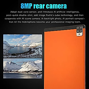 Shanrya Gaming Tablet, Support Fast Charging 100-240V 4GB RAM 64GB ROM 5G WiFi HD Tablet Calling Support Orange 5MP Front 8MP Rear for Study (US Plug)