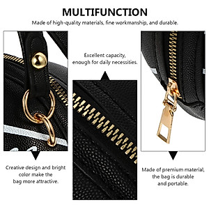 VALICLUD Shoulder Purse Round Basketball Shaped Bag PU Leather Round Handbag Shoulder BagsFashion Cow Crossbody Bag Fashion Winter Messenger Tote Bag for Women Girls (Black) Novelty Shaped Purse