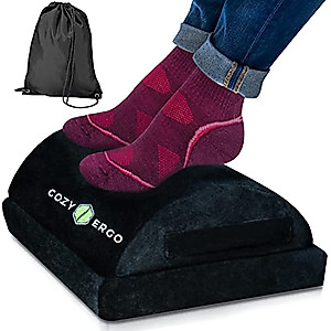CozyErgo Adjustable Foot Rest for Under Desk at Work - Ergonomic Under Desk Foot Rest Helps with Knee & Back Pain - Under Desk Footrest Supports Swollen Ankles - Desk Foot Stool Posture Corrector