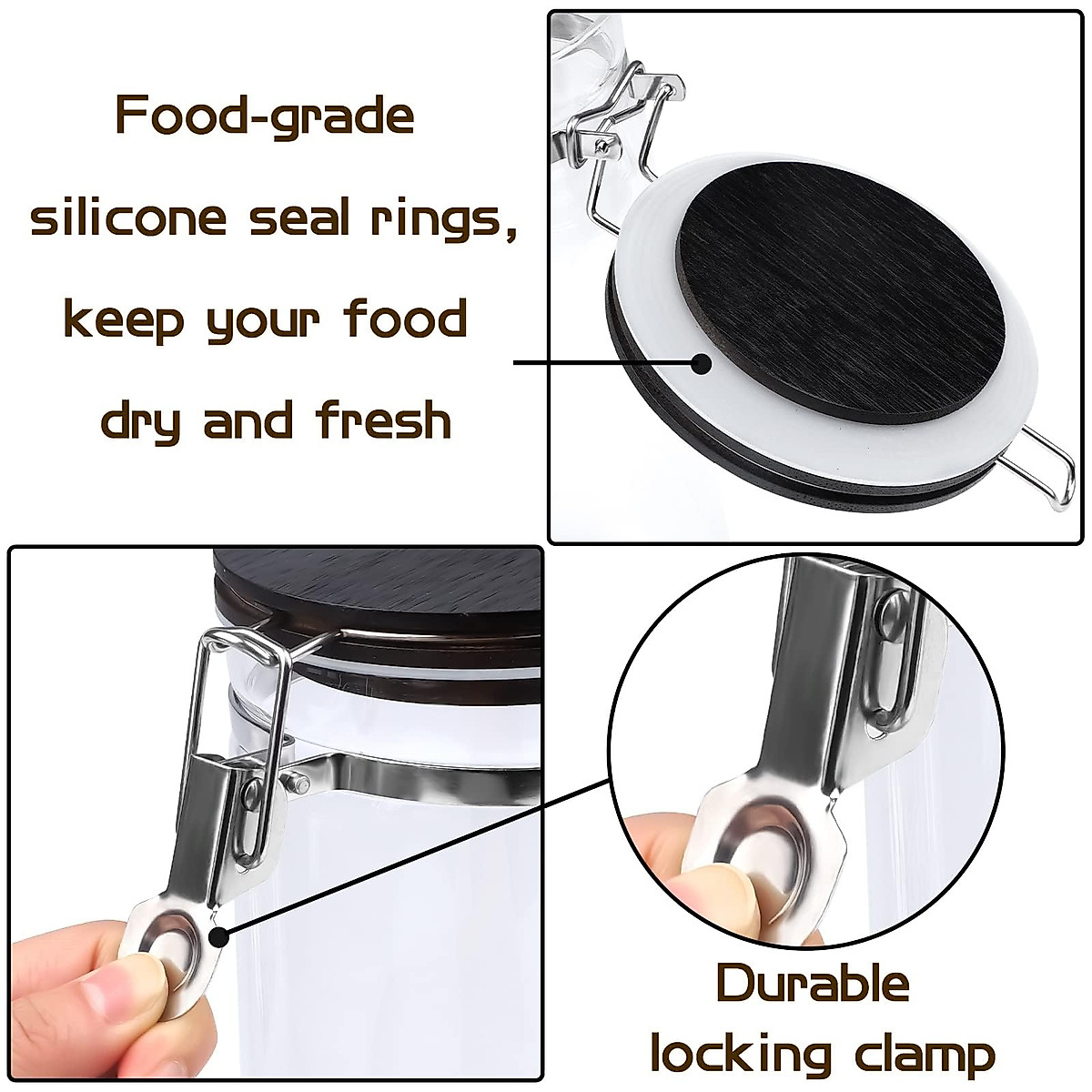 WYTAOHZL 3PCS Glass Coffee Containers with Shelf 54 oz Coffee Station Organizer Glass Coffee Bean Storage with Spoon Coffee Canister Set Jars with Airtight Locking Clamp for Coffee Bean Ground Nuts