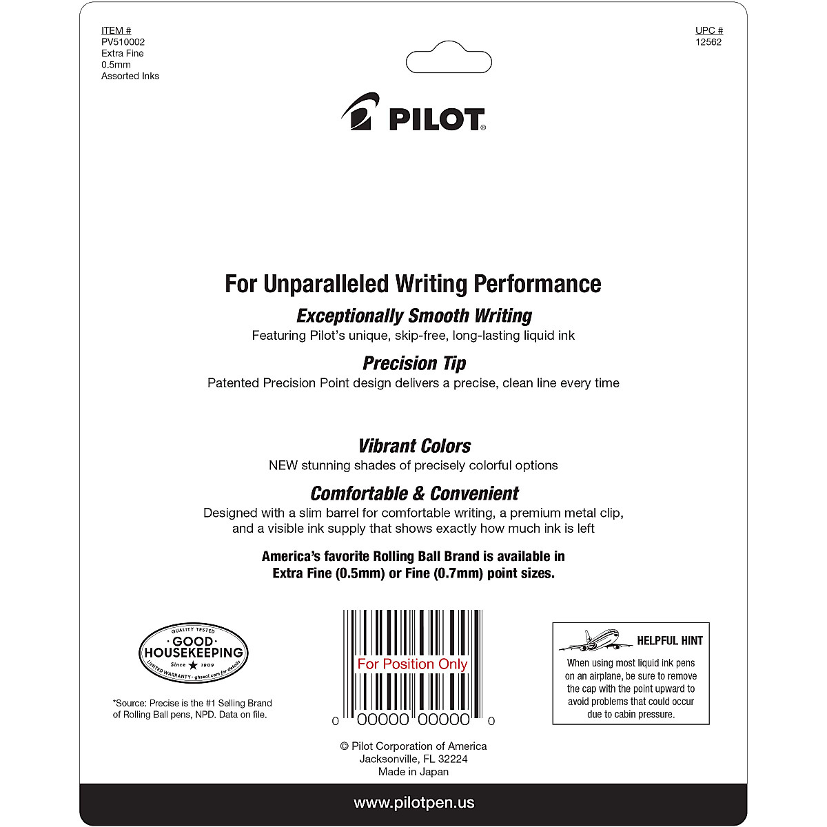 PILOT Precise V5 Stick Liquid Ink Rolling Ball Stick Pens, Extra Fine Point Assorted Ink Colors, 0.5mm (Pack of 10)