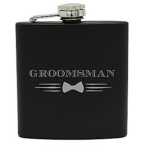 My Personal Memories Bow Tie Groomsman, Best Man, Groom 6 oz Flask Gift for Bachelor Party, Wedding (Groomsman)