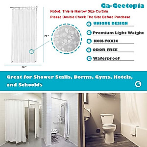Ga-Geetopia Narrow Size EVA Clear Shower Curtain Liner, Pebble Pattern 36x72 Inch Lightweight Plastic Bathroom Shower Showroom Inner Curtain with Rustproof Metal Grommets and Weighted Magnets
