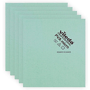 Vileda Professional | PVA Microfiber Green | All Purpose Cleaning Shammy | Shiny Streak Free Results | Synthetic Chamois Towel | Smooth & Absorbent Materials | 5 Pack