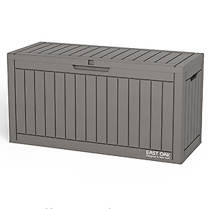EAST OAK 60 Gallon Outdoor Storage Box, Deck Box for Indoor and Outdoor Use, Waterproof Resin Storage Bin for Patio Cushions, Gardening Tools, Grey