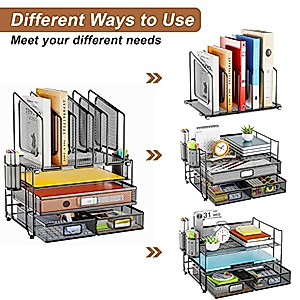Marbrasse Metal Mesh Desk Organizer with Drawers and File Holders for Home Office
