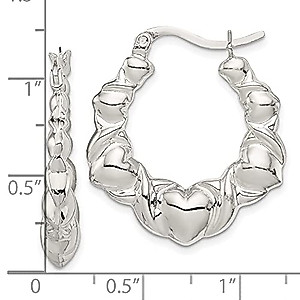 Auriga Fine Jewelry Sterling Silver Heart Scalloped Hoop Earrings Gift for Women