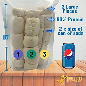 Dog Chits Beef Cheek 12", 3 Pack, Dog and Puppy Chews, Thick, Lasts for Days, 100% Cheek (not Hide), Single Ingredient, All Natural, Fully Digestible