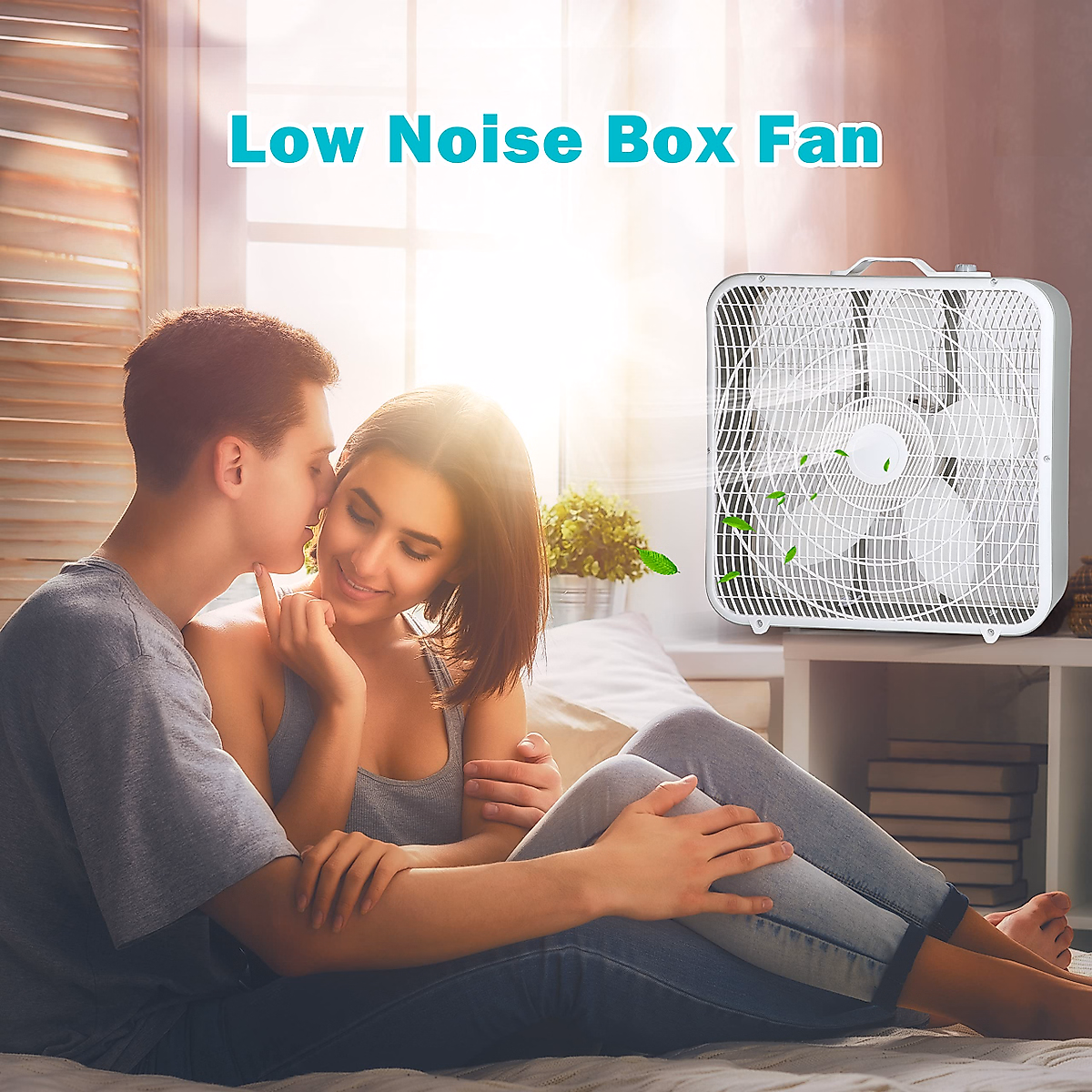 Simple Deluxe 20” Box Floor Fan, 3-Speed Cooling Fan with Aerodynamic Shaped Fan Blades, Convenient Carry Handle and Safety Grills, White