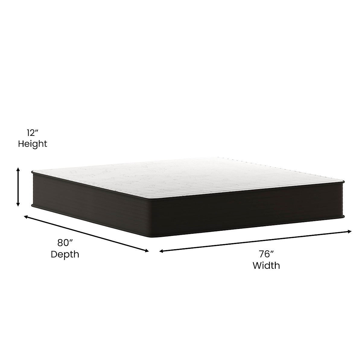 BizChair Dream 12" Hybrid Spring and Foam Mattress in a Box, High Density Foam and Spring Hybrid Mattress, King