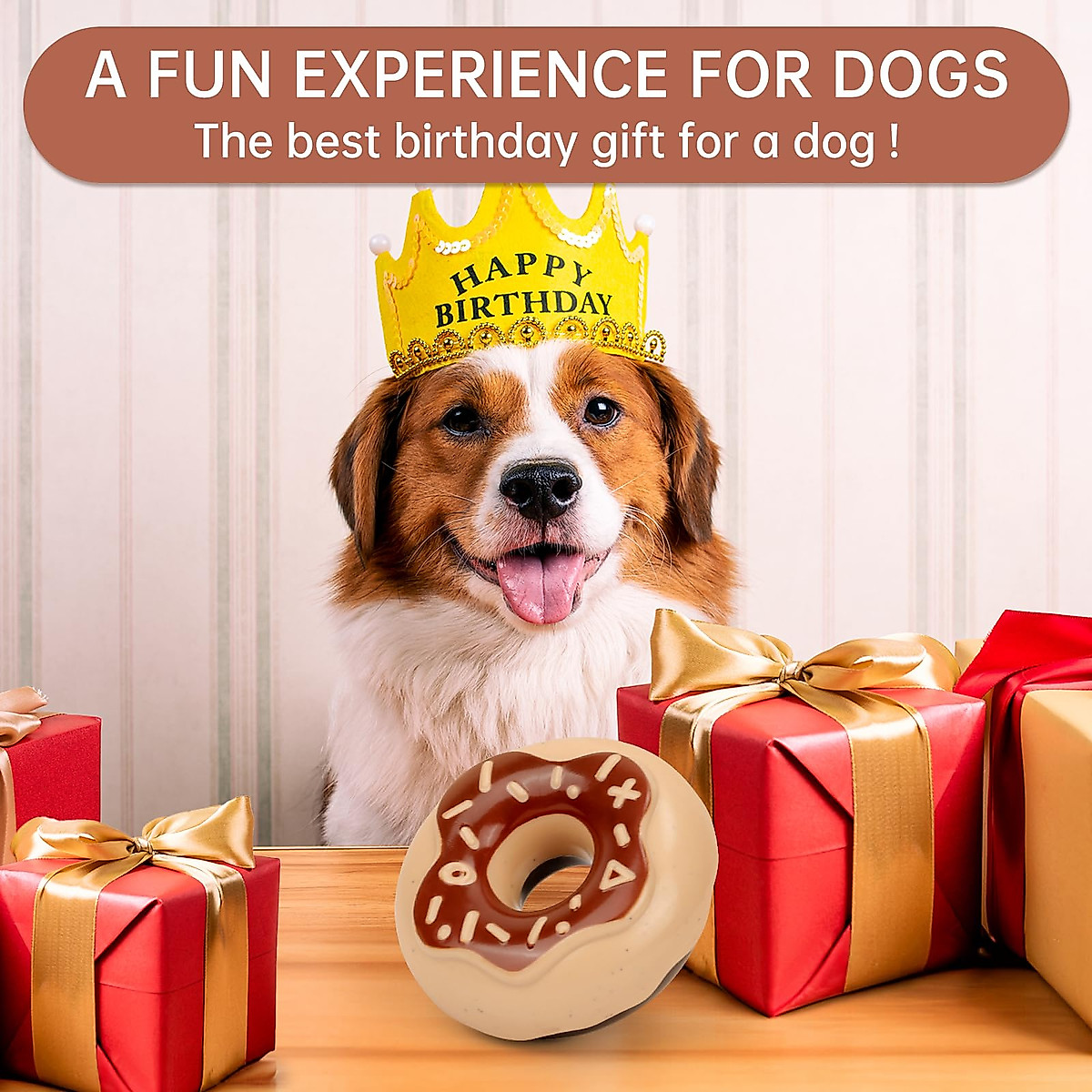 HOWWFALY Donut Dog Toy, TPR Durable Chewy and Fun Soundmaking Dog Toy,Dog Chew Toys for Aggressive Chewers Teeth Grinding Dog Birthday Gifts Interactive Toys for Small/Medium/Large Dog Breeds(Black)