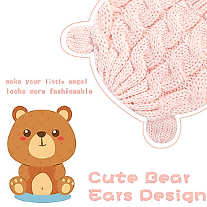 Unisex Baby Toddler Hat and Mitten Set Winter Knitted Thick Warm Beanie Cap Gloves for Infant Boys Girls (Pink, 0-3 Months)