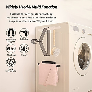 Magnetic Paper Towel Holder for Refrigerator, Kitchen Towel Rack Magnetic Towel Bar Multi Function Made of Iron,Used for Kitchen,Bathroom,No Drilling (Black, 1 Pack)