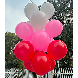JODIDI 60 Pcs 12 Inch Latex Balloons in Red, Pink and White, Perfect for Valentine's Day, Christmas, Girl's Birthday, Graduation, Wedding and Baby Shower Party Balloons Decorations
