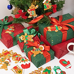 Vercoo 34 Pack Large Christmas Gingerbread Ornaments Set Gingerbread Man Ornaments Ginger Man with Strings Figurine Hanging Ornaments for Christmas Tree Decorations