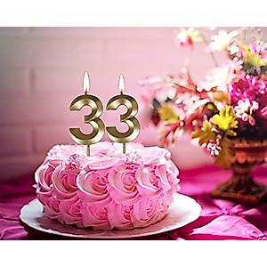 33 Birthday Candles,Gold Number 33rd Cake Topper for Birthday Decorations Party Decoration