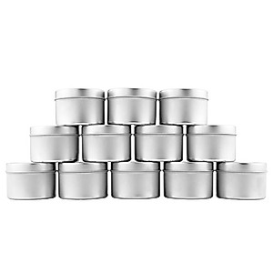 Corncuopia 4-Oz Small Candle Tins (12-Pack); Metal Storage Containers w/Slip-On Lids for Candle Making, Party Favors, Spices, Gifts, Balms & Gels