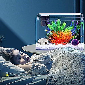 Grddaef Aquarium Plant Kits, Artificial Fish Tank Plastic & Resin Plants and Cave Rock Decorations Decor White Fake Coral Plants Set 9 Units