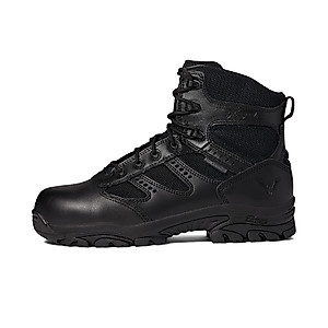 Thorogood Deuce 6” Waterproof Side-Zip Black Tactical Boots for Men and Women with Composite Safety Toe, Full-Grain Leather, and Slip-Resistant Outsole; BBP & EH Rated, Black - 12 M US