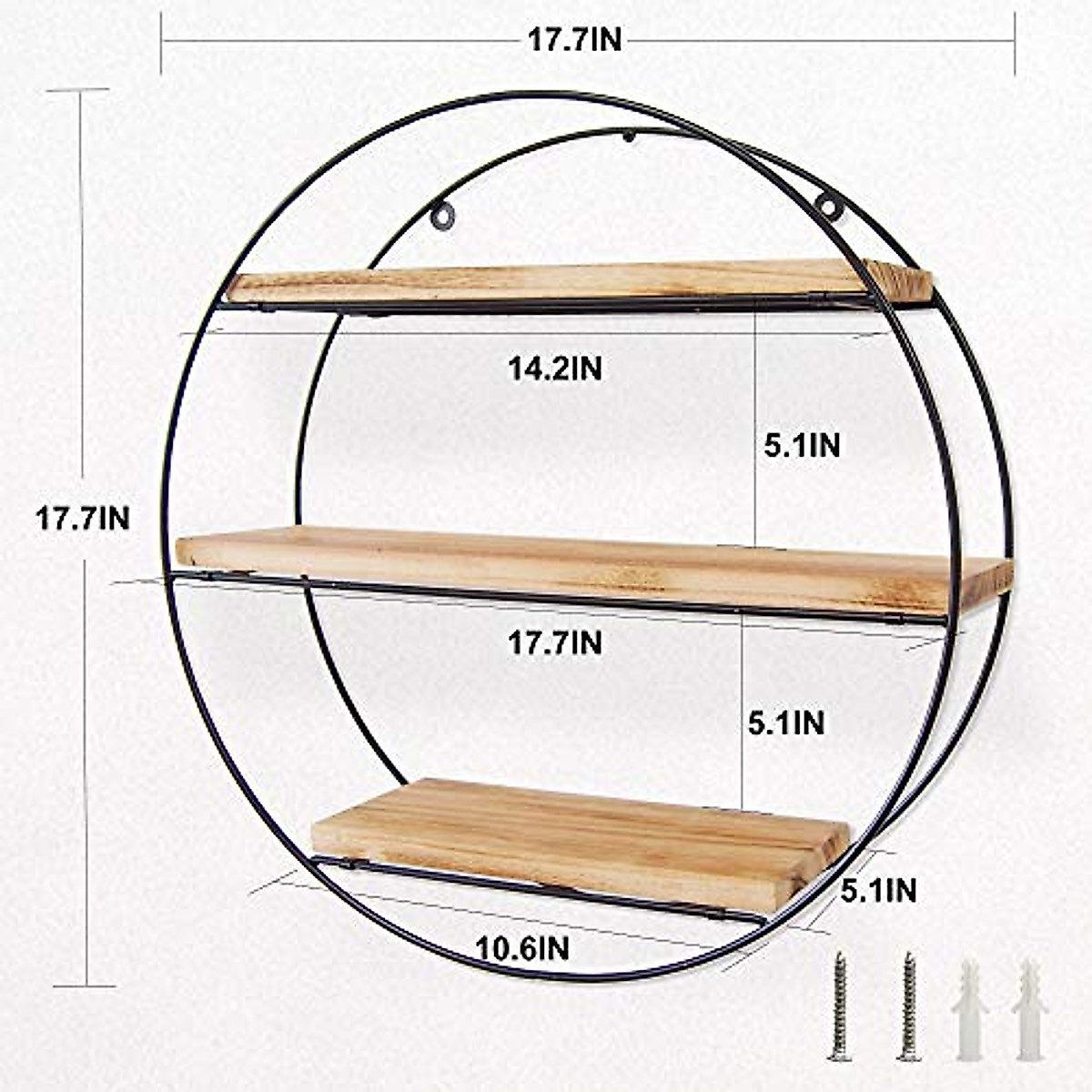 TFER Floating Shelves Wall Mounted Hanging Shelf Hexagon Rustic Farmhouse Shelves for Wall Decor,Storage | Metal Bracket and Reclaimed Natural Wood Shelf for Living Room,Bedroom,Bathroom,Kitchen